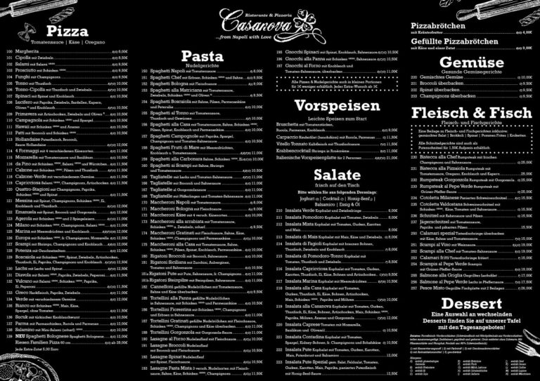Unsere Menüs - Casanova | Casanova